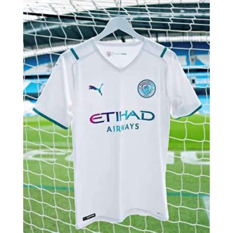 Camisas De Time Manchester City Branca Azul Azul Escuro PIjama