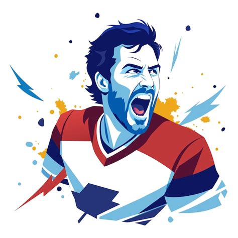 A Drawing Of A Man With A Blue Shirt That Says Angry Premium Ai