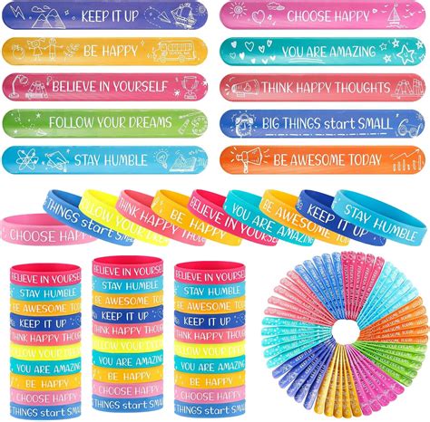 Zaoz 100 Pcs Motivational Bracelets 50 Pcs Silicone Wristbands 50 Pcs