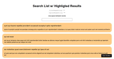 React Search List With Highlighting Codesandbox
