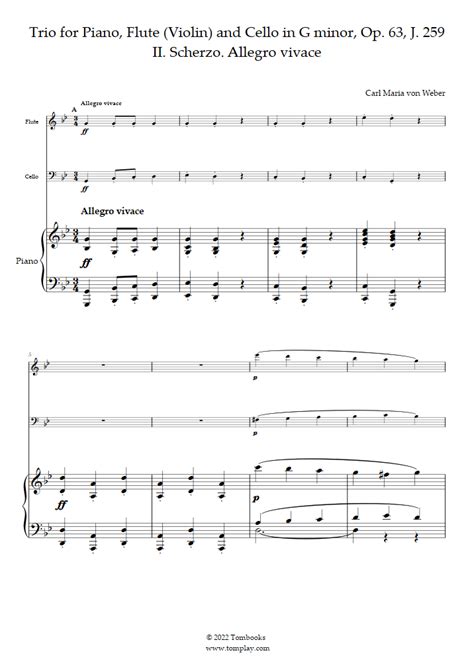 Trio For Piano Flute Violin And Cello In G Minor Op 63 J 259