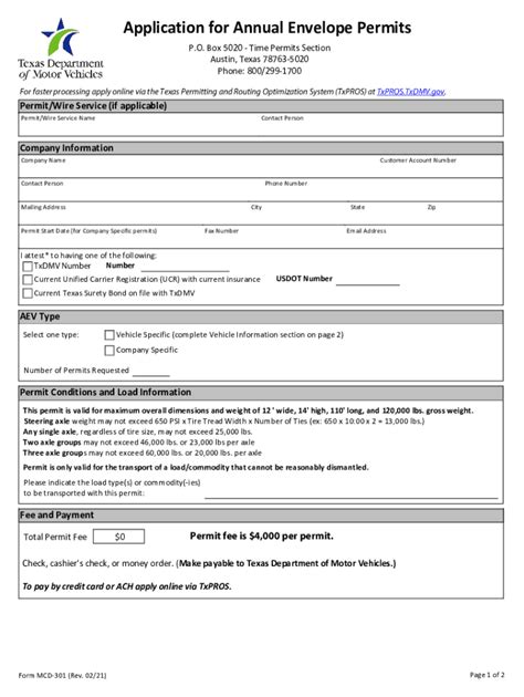 Fillable Online Annual Envelope Permit Application Fax Email Print