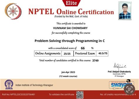 🚀 Excited To Share That Ive Successfully Completed The Nptel Course