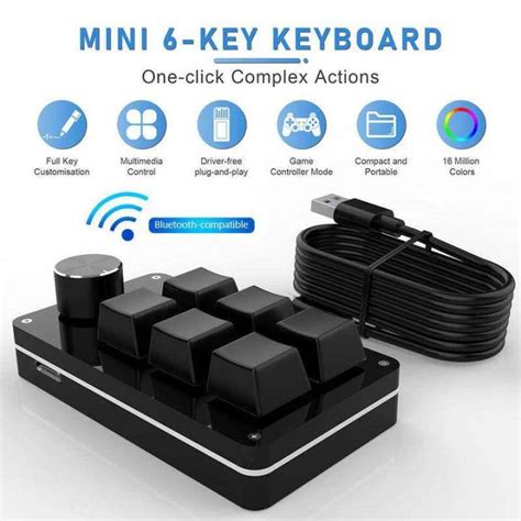 Macro Custom Gaming Keyboard Knob Key Knob Programmable Hotswap One Handed Mechanical