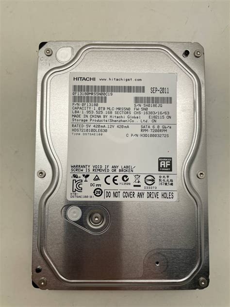 Yahoo!オークション - HDD 1TB 3.5インチ SATA HITACHI HDS721010DLE6...