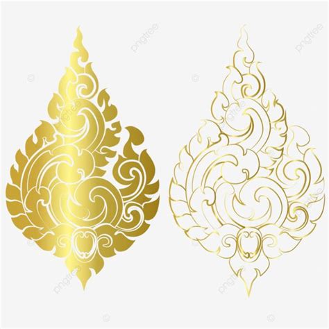 รูปลายไทย เวกเตอร์ Png ลายกนก เส้นสีทอง แบบดั้งเดิมภาพ Png และ เวกเตอร์ สำหรับการดาวน์โหลด