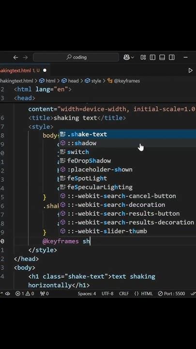 Text Shaking In Horizontal Simple Animation Css Cssanimation Html Animation Vscode Shorts