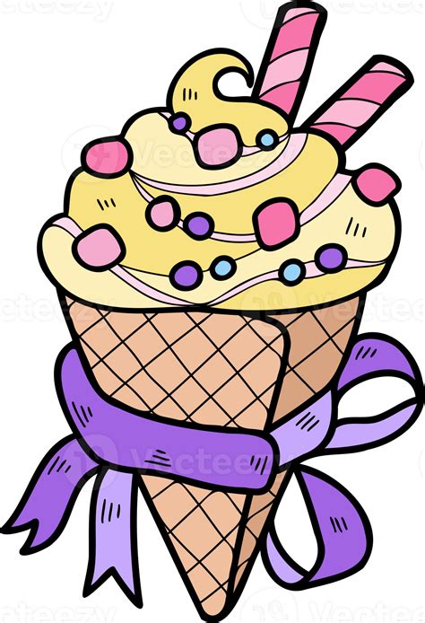 Free Hand Drawn Vanilla Ice Cream Cone Illustration 16409672 Png With