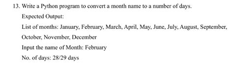 13 Write A Python Program To Convert A Month Name To A Number Of Days