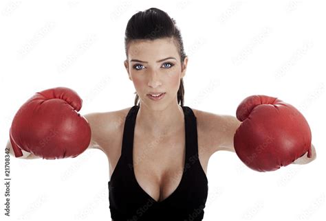 Sexy Female Posing With Red Boxing Gloves Stock Photo Adobe Stock
