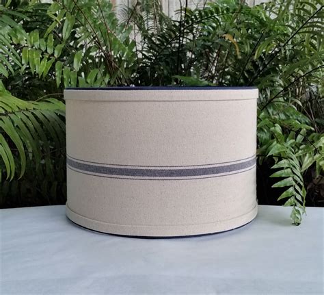 Blue Grain Sack Lampshade Drum Lamp Shade Etsy