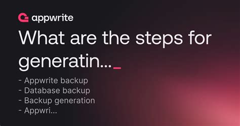 What Are The Steps For Generating A Backup In Appwrite Threads