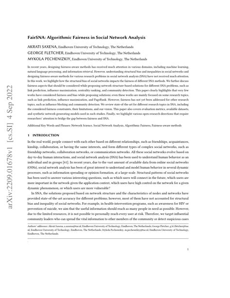 Pdf Fairsna Algorithmic Fairness In Social Network Analysis