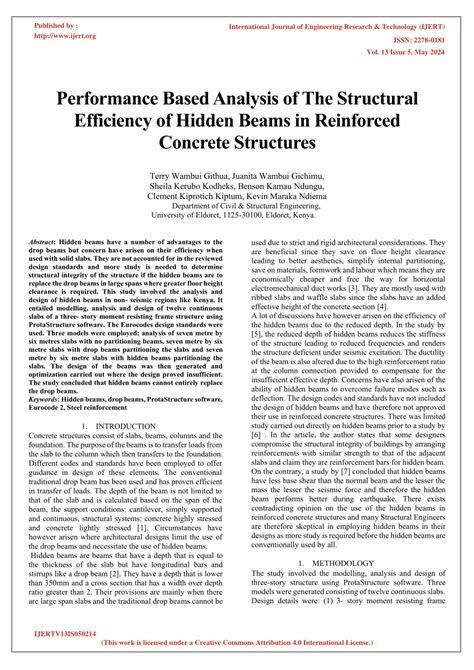 PDF Performance Based Analysis Of The Structural Efficiency Of Hidden Beams In Reinforced