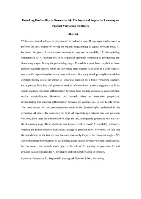 Pdf Unlocking Profitability In Generative Ai The Impact Of