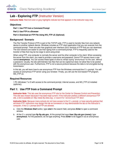 10 2 3 4 Lab Exploring Ftp Ilm Pdf File Transfer Protocol Command Line Interface