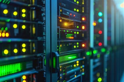 premium photo a row of servers neatly arranged in a data center