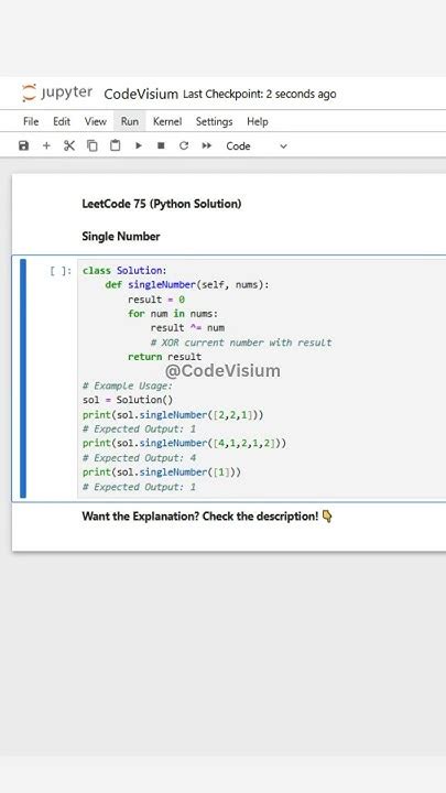 🚀 Single Number Using Xor In Python Leetcode 75 Challenge Python