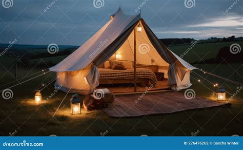 Glamping At Its Finest Luxury And Nature Blend Stock Illustration