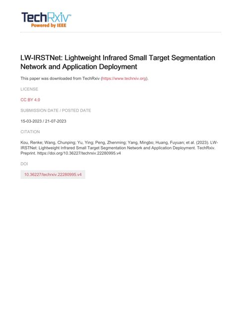 Pdf Lw Irstnet Lightweight Infrared Small Target Segmentation