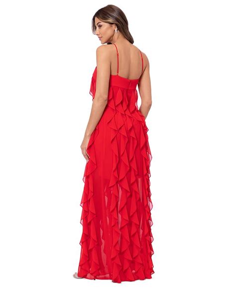 Xscape Womens Ruffled Halter Gown Macys