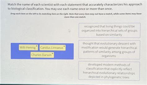 Solved Match The Name Of Each Scientist With Each Statement