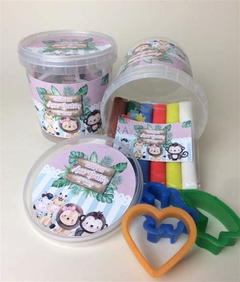 Pote De Massinha Forminhas Lembrancinha Safari Rosa Elo7