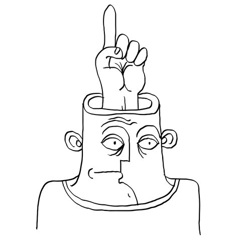 아이디어 개념입니다 생각하는 사람의 손으로 그린 그림 손가락이 어떤 공간을 가리키고 있습니다 똑똑한 인간은 유 프리미엄 벡터