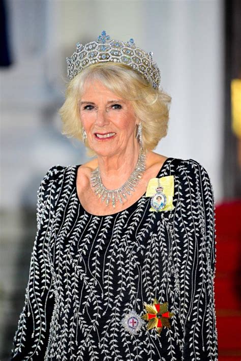 Queen Consort Camilla Wears Queen Elizabeths Diamond Necklace
