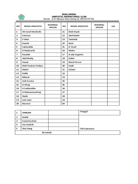 Contoh Buku Arisan Pdf