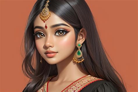 Premium Ai Image Cute Portrait Bangladeshi Girl Illustration
