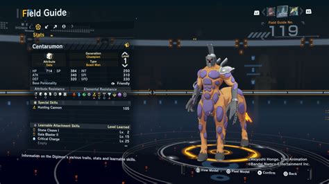 Centarumon Field Guide Digimon Story Time Stranger