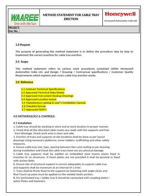 Cable Tray Erection Updated Pdf Welding Construction