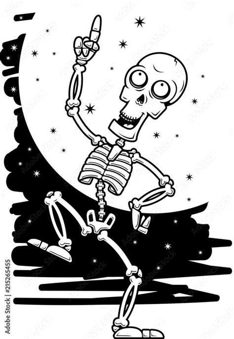 Cartoon Skeleton Dancing Moonlight Stock Vector Adobe Stock