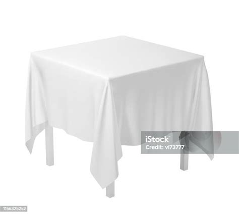 흰색 접힌 테이블 보와 현실적인 사각형 테이블입니다 벡터 템플릿입니다 식탁보에 대한 스톡 벡터 아트 및 기타 이미지 식탁보