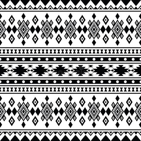 Seamless Ethnic Retro Pattern Border Embroidery With Native American Tribal Design Stock