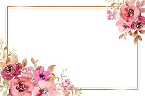 Moldura De Flor Rosa Borgonha Com Aquarela Vetor Grátis Flower