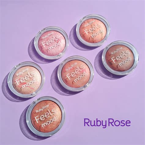 Blush Iluminador Compacto Marble Feels Mood Ruby Rose Cintilante Alta