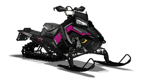 A Black Polar X Snowmobile Is Shown On A White Background With The