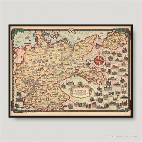 1935 Pictorial Map Of Germany Antique Map Of Germany Old Map Etsy