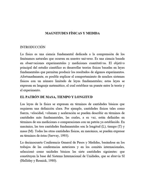 Magnitudes Físicas Pdf Ciencia Y Matemáticas
