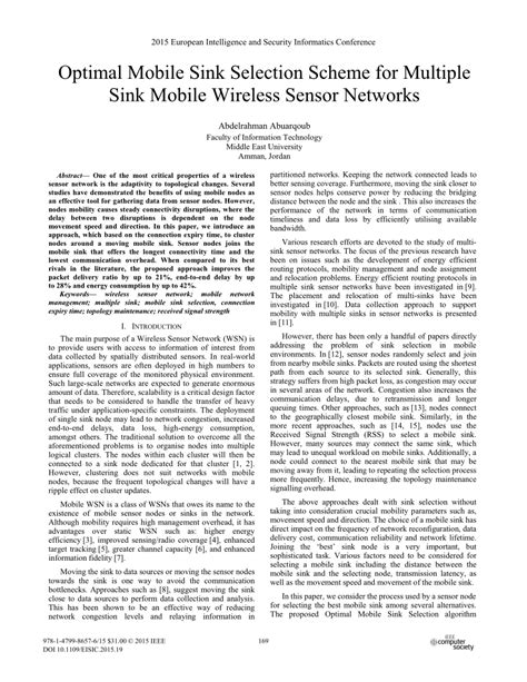 Pdf Optimal Mobile Sink Selection Scheme For Multiple Sink Mobile Wireless Sensor Networks