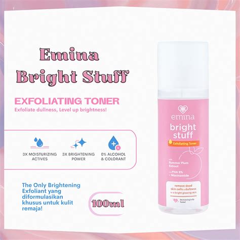 Jual Emina Bright Stuff Exfoliating Toner 100 Ml Shopee Indonesia
