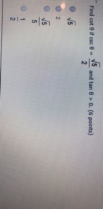 Solved Find cot if csc θ V and tan θ points Chegg