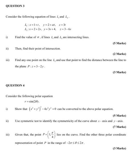 Solved Consider The Following Parametric Equations