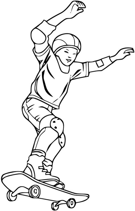 Coloriage Un Garçon joue au Skate dessin gratuit à imprimer