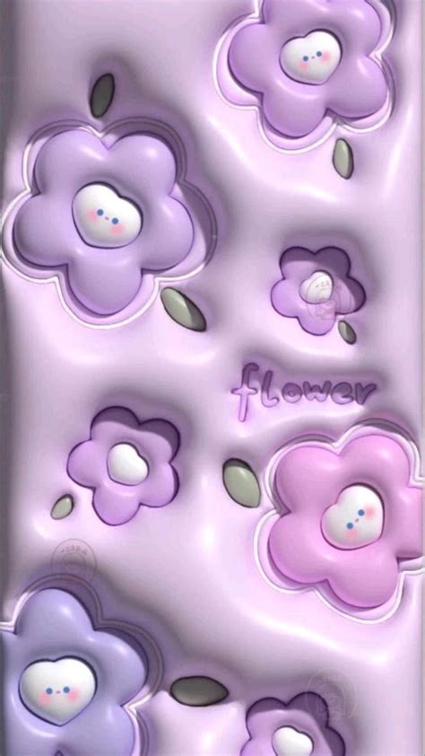 Flower 3d Рисунки пузырями 3d обои Фиолетовые обои