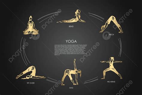 A Vector Concept Set Of Yoga Poses Sitting Bending Arching Arm Balancing Releasing And Tipping