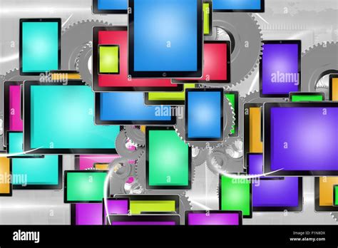 Colorful Tablets Backdrop Mobile Technology Abstract Background