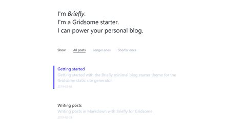 Github Cossssmingridsome Starter Briefly Gridsome Minimal Blog Starter Built With Tailwind Css